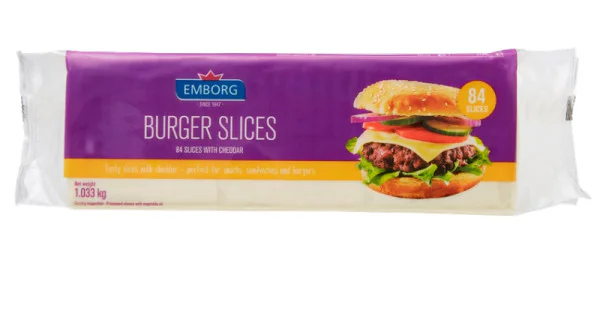 Emborg Burger Slices White Cheddar Cheese 84 slices 8 x 1033g